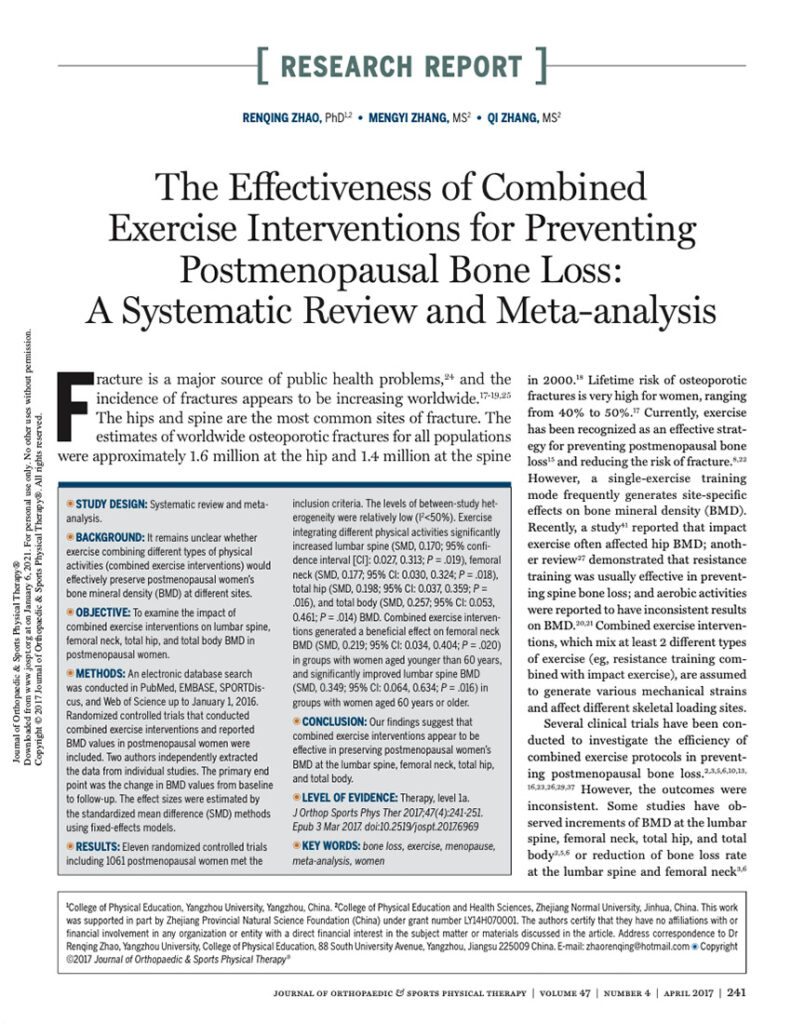 Exercise For Improving Outcomes After Osteoporotic Vertebral Fracture